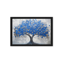 Blue Tree Modern Art Framed Canvas Print | PaintFu